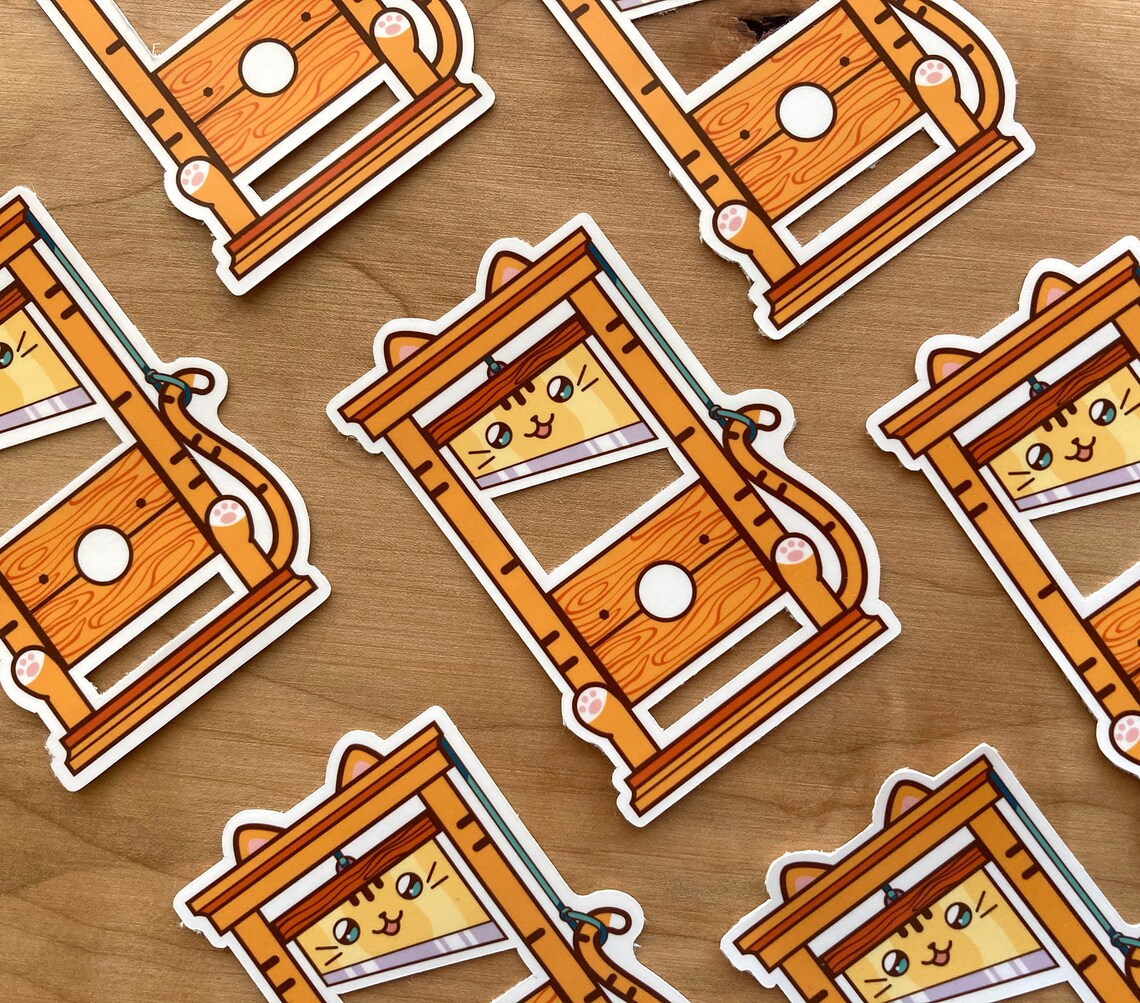 VS008 Kawaii Guillotine Cat Sticker / Cute Guillotine Kitty - Etsy