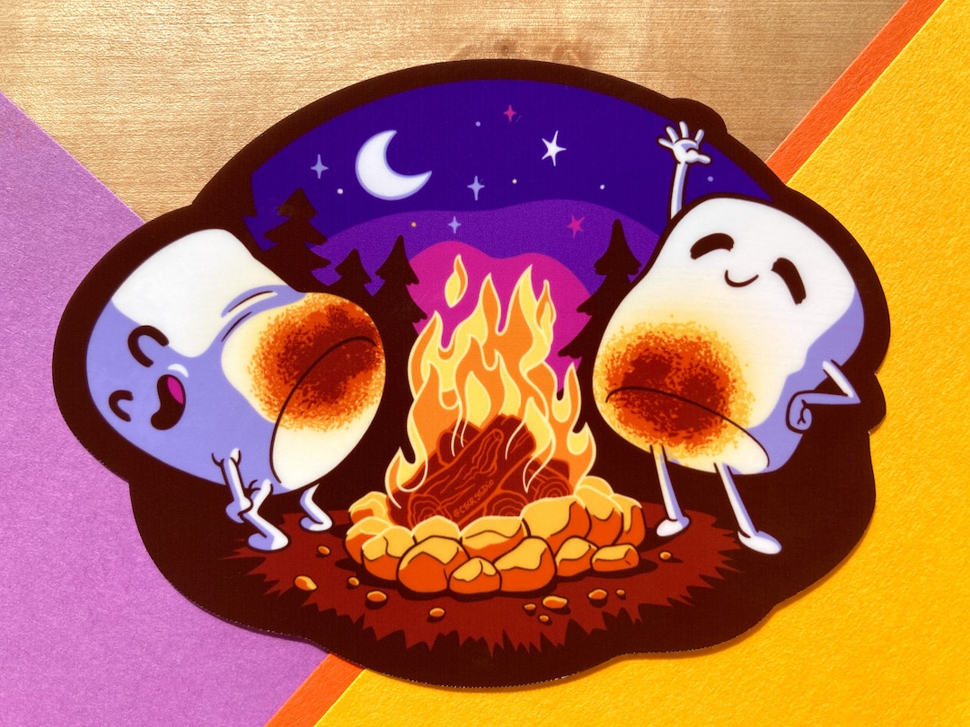 VS089 Cute Campfire Marshmallows Roasting Sticker - Etsy