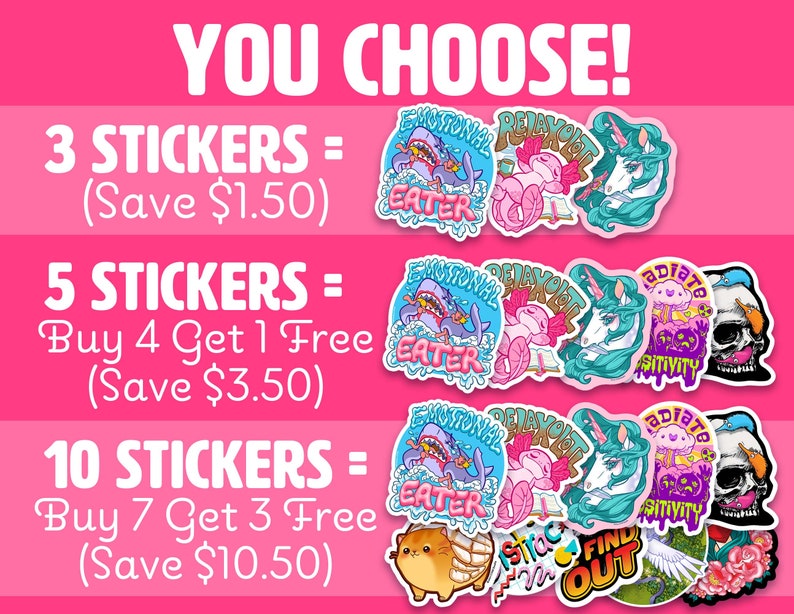 Custom Vinyl Sticker Pack / Custom Multi Sticker Bundle / - Etsy