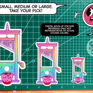 VS013 Cute Rainbow Guillotine Vinyl Stickers / Unicorn Guillotine ...
