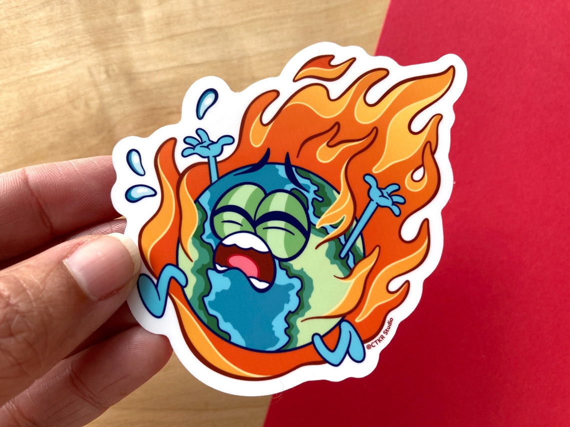 VS090 Earth on Fire Vinyl Sticker / Climate Change is Real / - Etsy