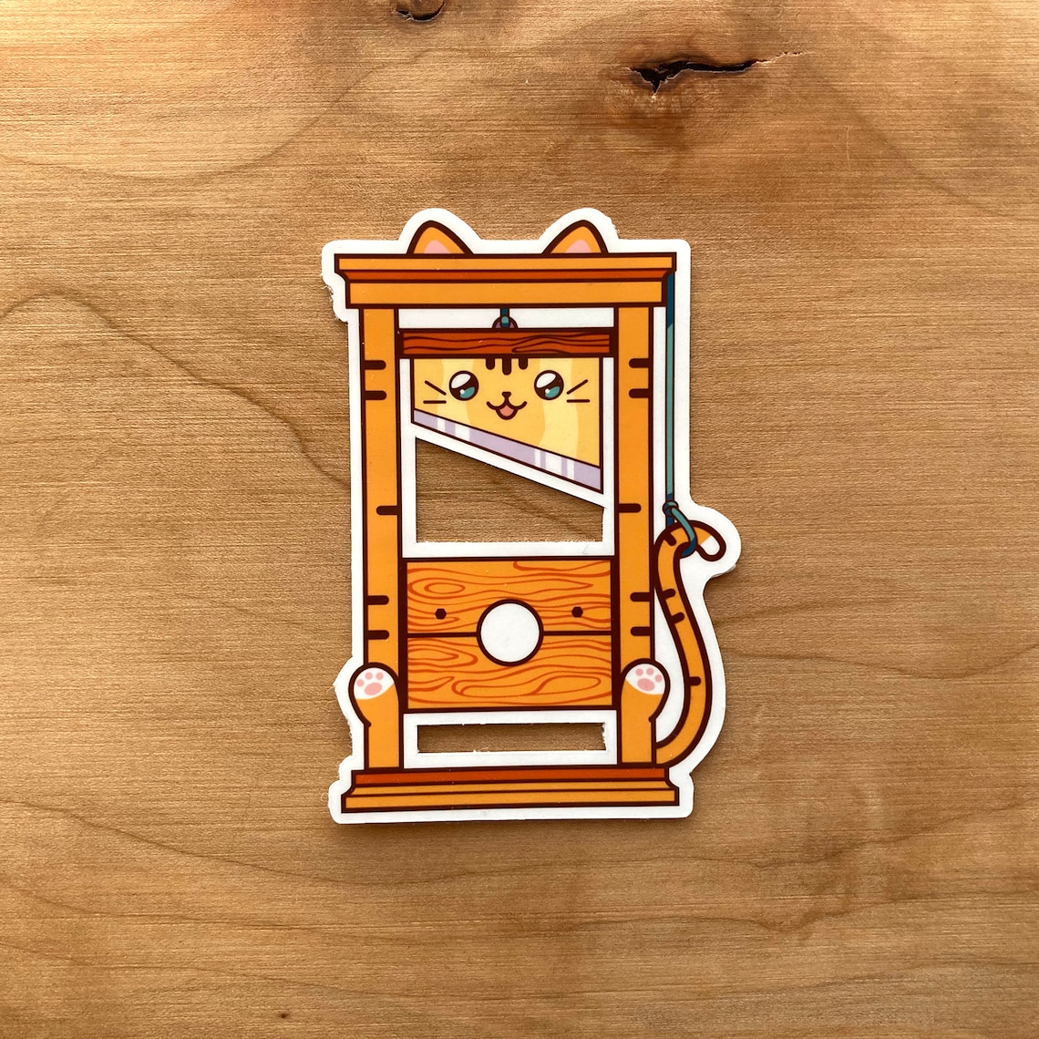 VS008 Kawaii Guillotine Cat Sticker / Cute Guillotine Kitty - Etsy