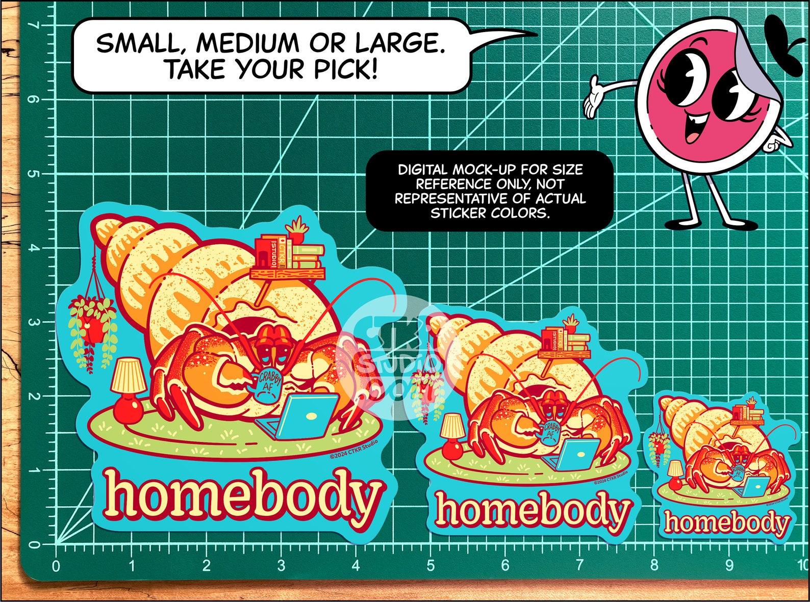 VS197 Homebody Hermit Crab Vinyl Sticker / Cute Cozy Introvert Sticker ...
