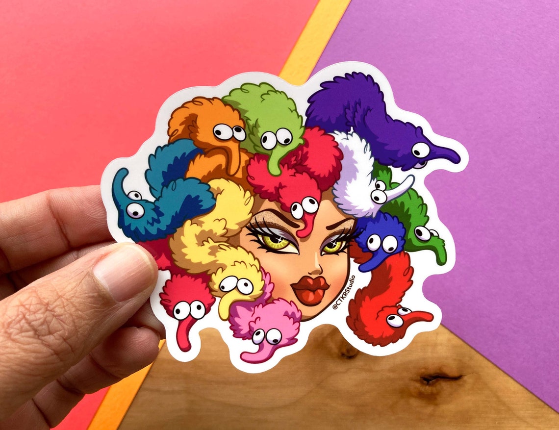 VS067 Worm on a String Medusa Vinyl Sticker / Y2K Kidcore - Etsy