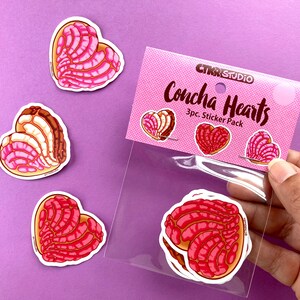 PK030 Concha Hearts 3pc Sticker Pack / Mexican Bread / Pan Dulce / 3 ...