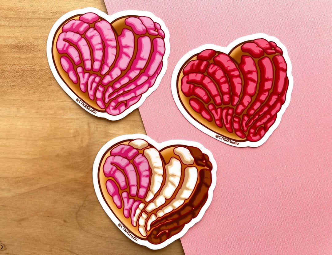 VS011 Concha Heart Vinyl Sticker / Valentine’s Day Concha / Mexican ...