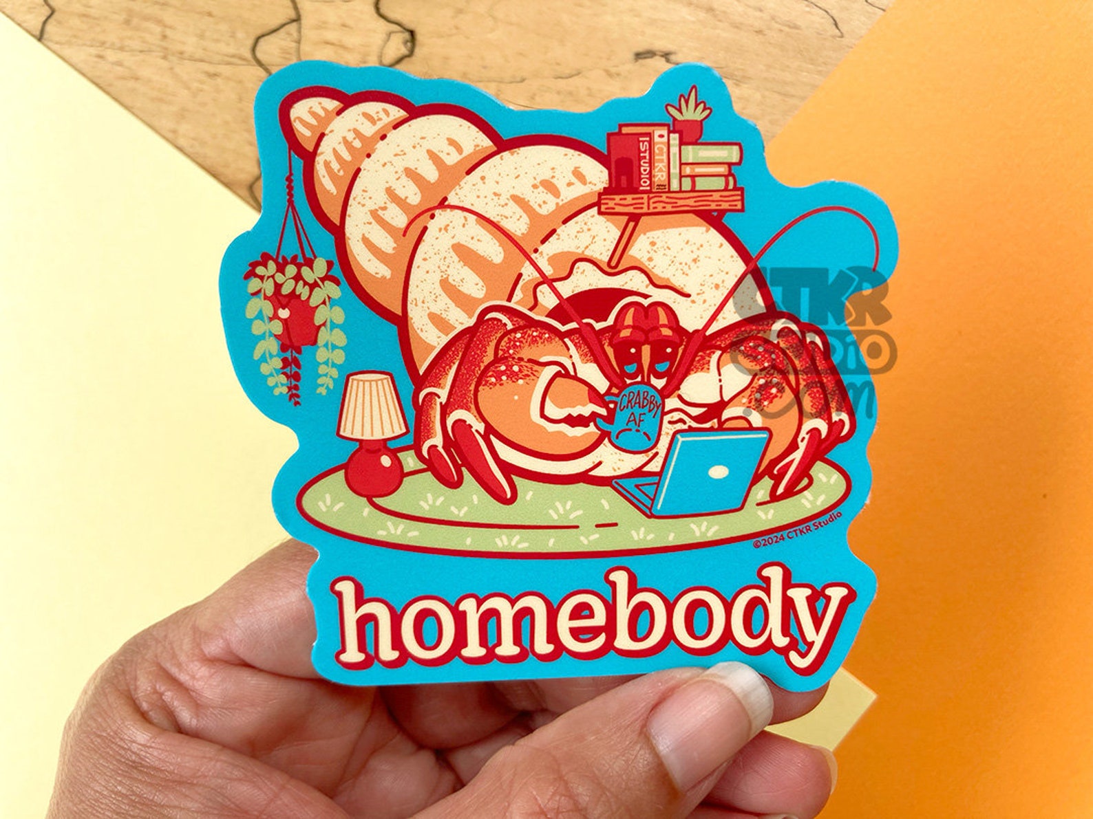 VS197 Homebody Hermit Crab Vinyl Sticker / Cute Cozy Introvert Sticker ...