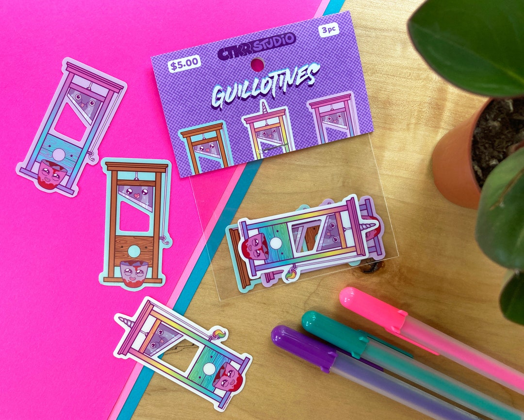 PK012 Cute Guillotines 3pc Sticker Pack / Kawaii Rainbow - Etsy