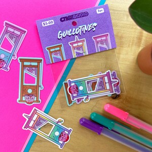 PK012 Cute Guillotines 3pc Sticker Pack / Kawaii Rainbow - Etsy