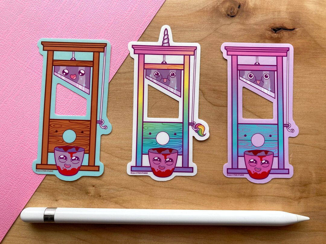 VS013 Cute Rainbow Guillotine Vinyl Stickers / Unicorn Guillotine ...