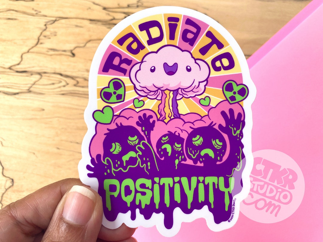 VS048 Radiate Positivity Vinyl Sticker / Kawaii Mushroom Cloud Nuclear ...