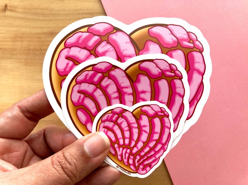 VS011 Concha Heart Vinyl Sticker / Valentine’s Day Concha / Mexican ...