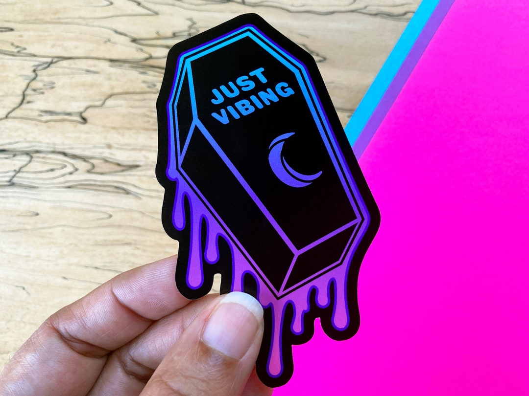 VS118 Just Vibing Coffin Vinyl Sticker / Pastel Goth Drip / Colorful ...