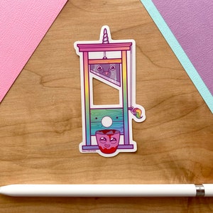 VS013 Cute Rainbow Guillotine Vinyl Stickers / Unicorn Guillotine ...