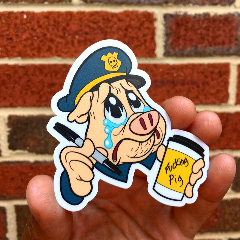 Crying Pig Cop Sticker ACAB Cartoon Pig Cop Car Decorations | Etsy
