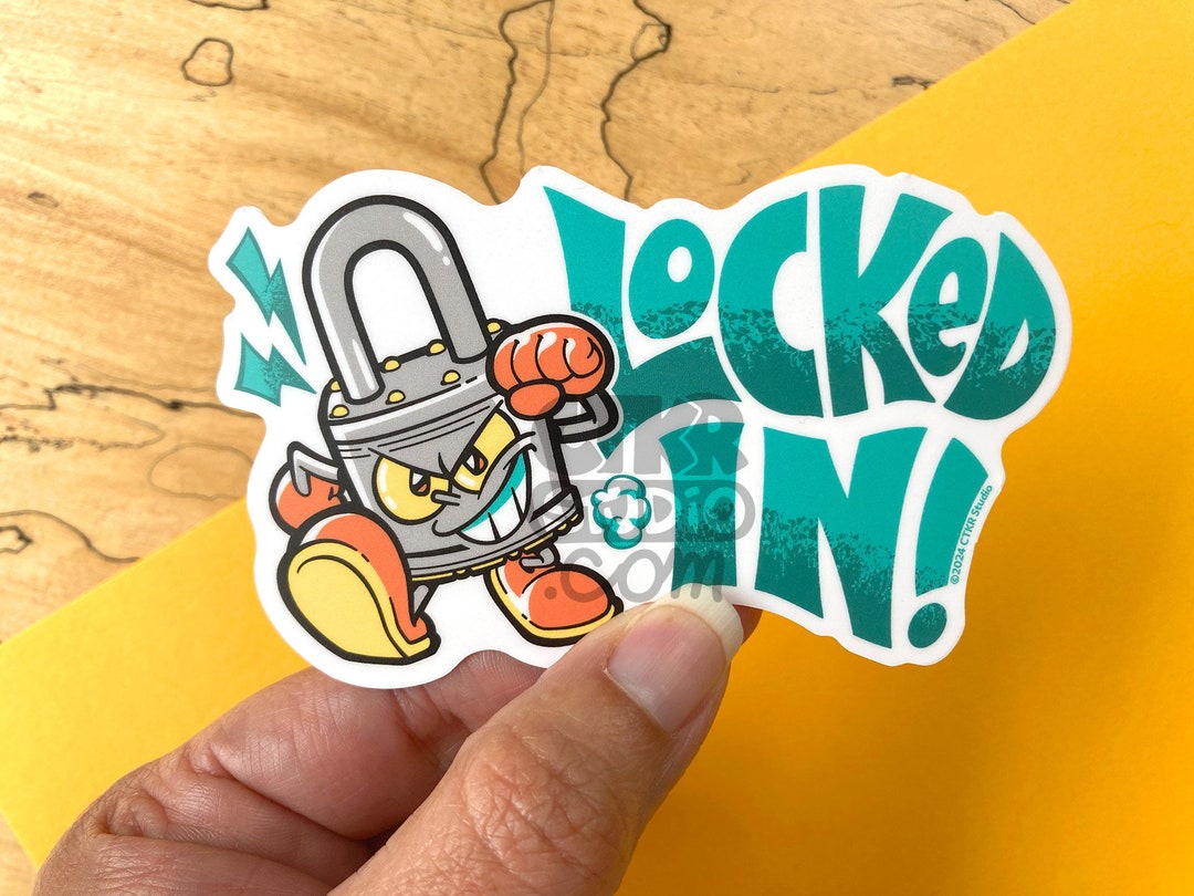 VS195 Locked in Vinyl Sticker / Retro Rubber Hose Cartoon Mascot ...