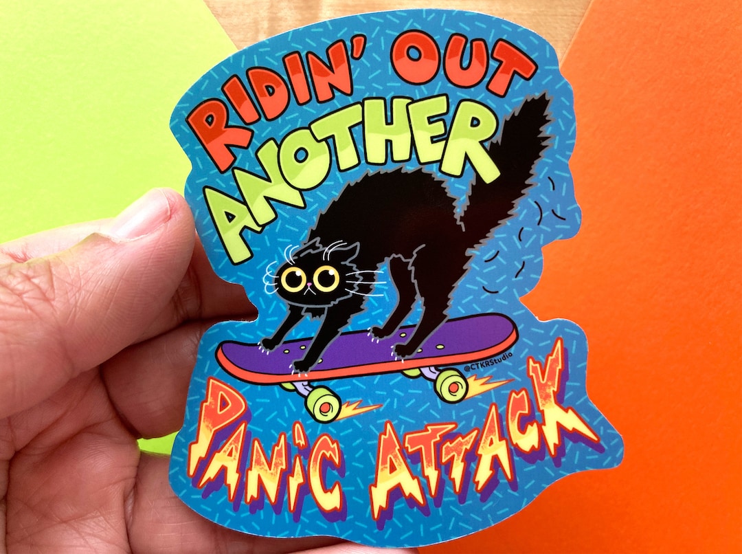 VS086 Panic Attack Cat Vinyl Sticker / Anxiety, Self Care, Mental ...
