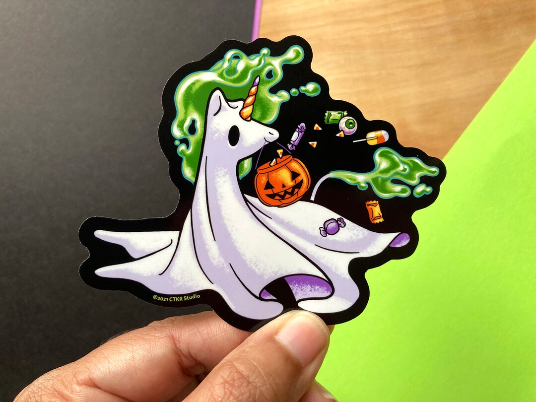 VS032 Halloween Ghost Unicorn Vinyl Sticker / Sheet Ghost Decal ...