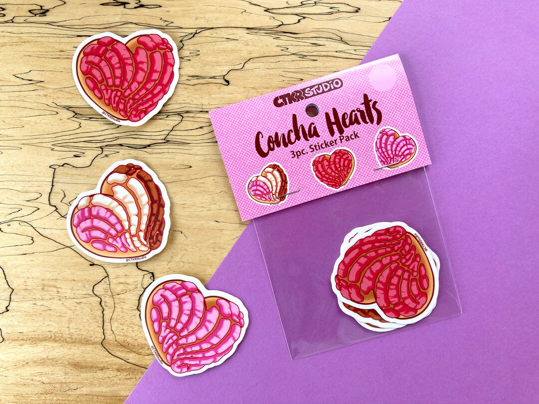 PK030 Concha Hearts 3pc Sticker Pack / Mexican Bread / Pan Dulce / 3 ...