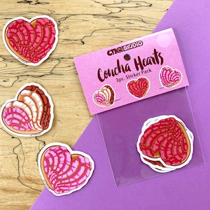 PK030 Concha Hearts 3pc Sticker Pack / Mexican Bread / Pan Dulce / 3 ...