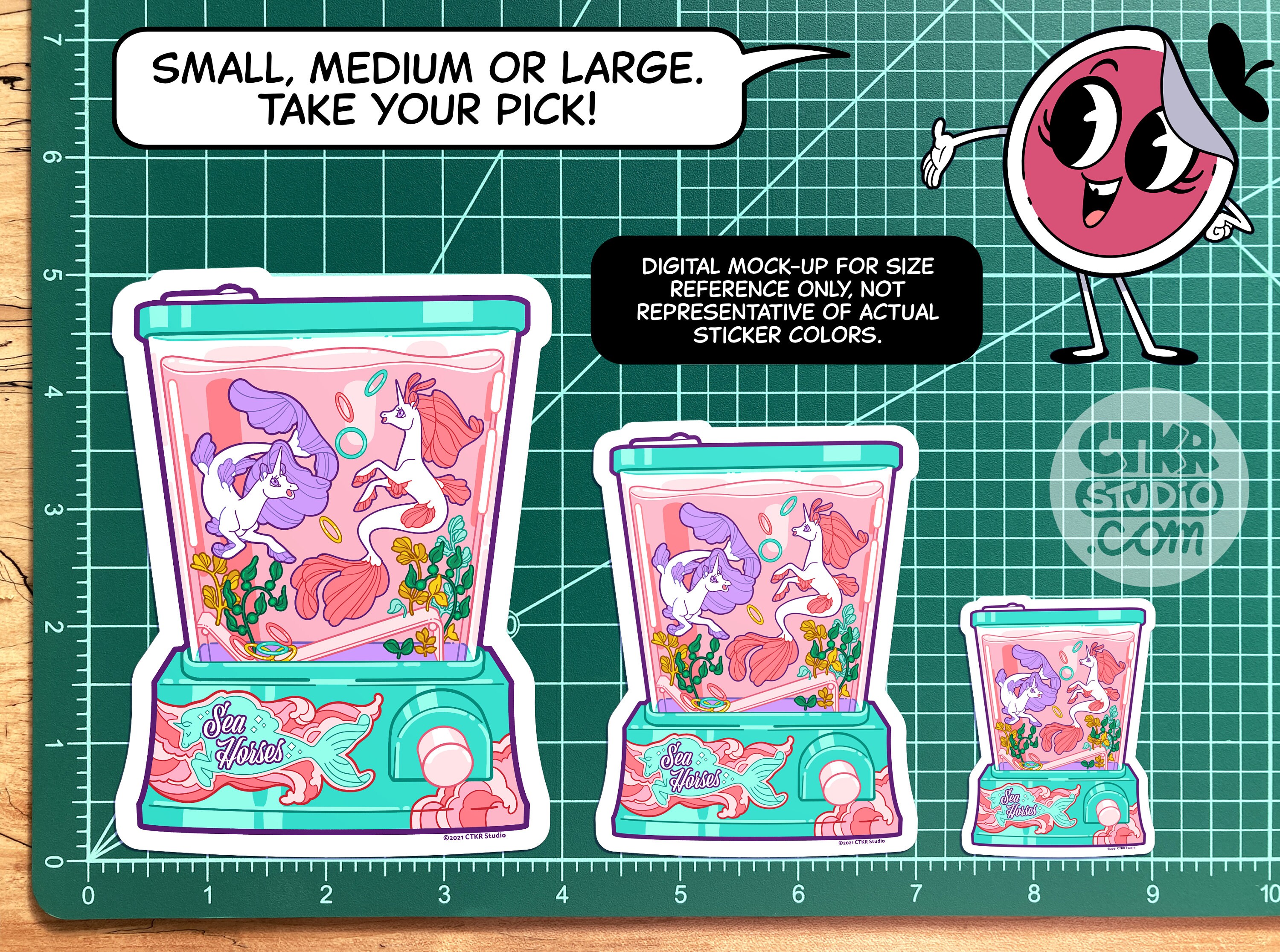 VS029 Mermaid Unicorns Water Toy Art Sticker / Unicorn Seahorse Sticker ...