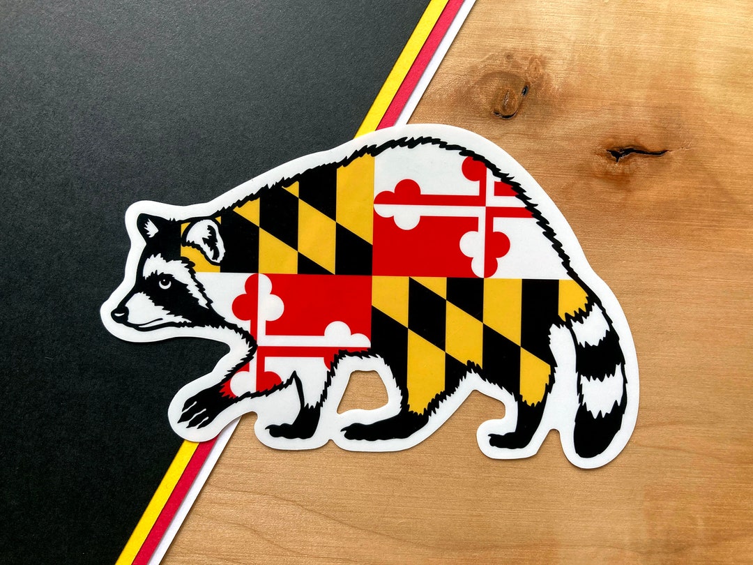 VS037 Maryland Flag Raccoon Vinyl Sticker / Appalachian Trail, Hiking ...
