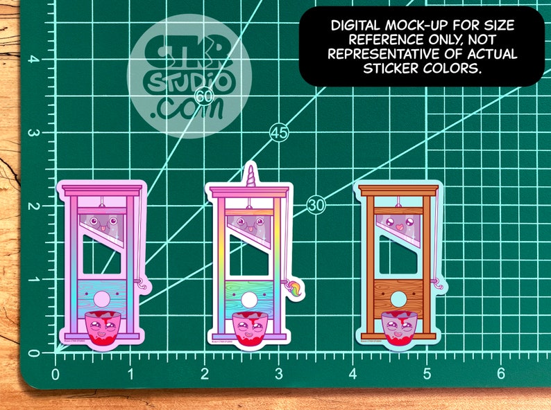 PK012 Cute Guillotines 3pc Sticker Pack / Kawaii Rainbow - Etsy