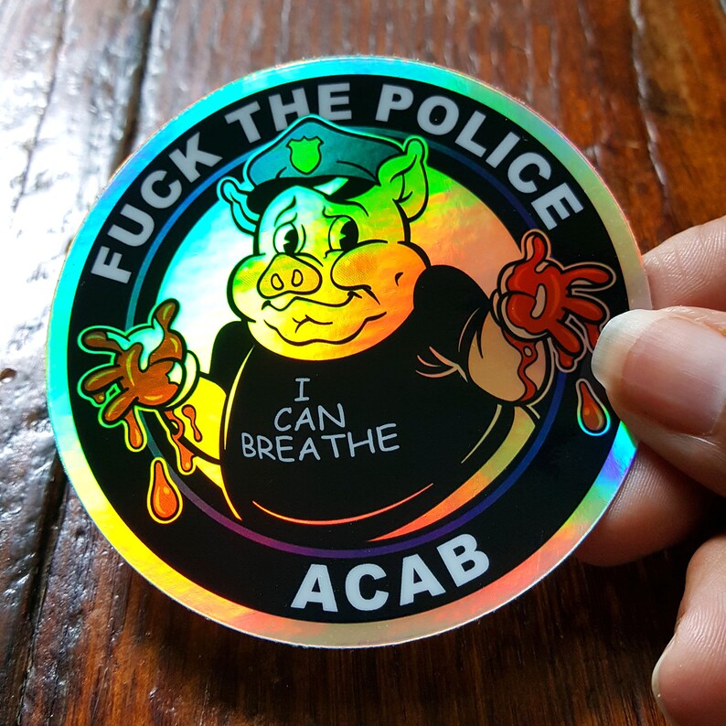 ACAB Pig I Can Breath Cop Sticker ACAB Cartoon Pig Cop Car | Etsy