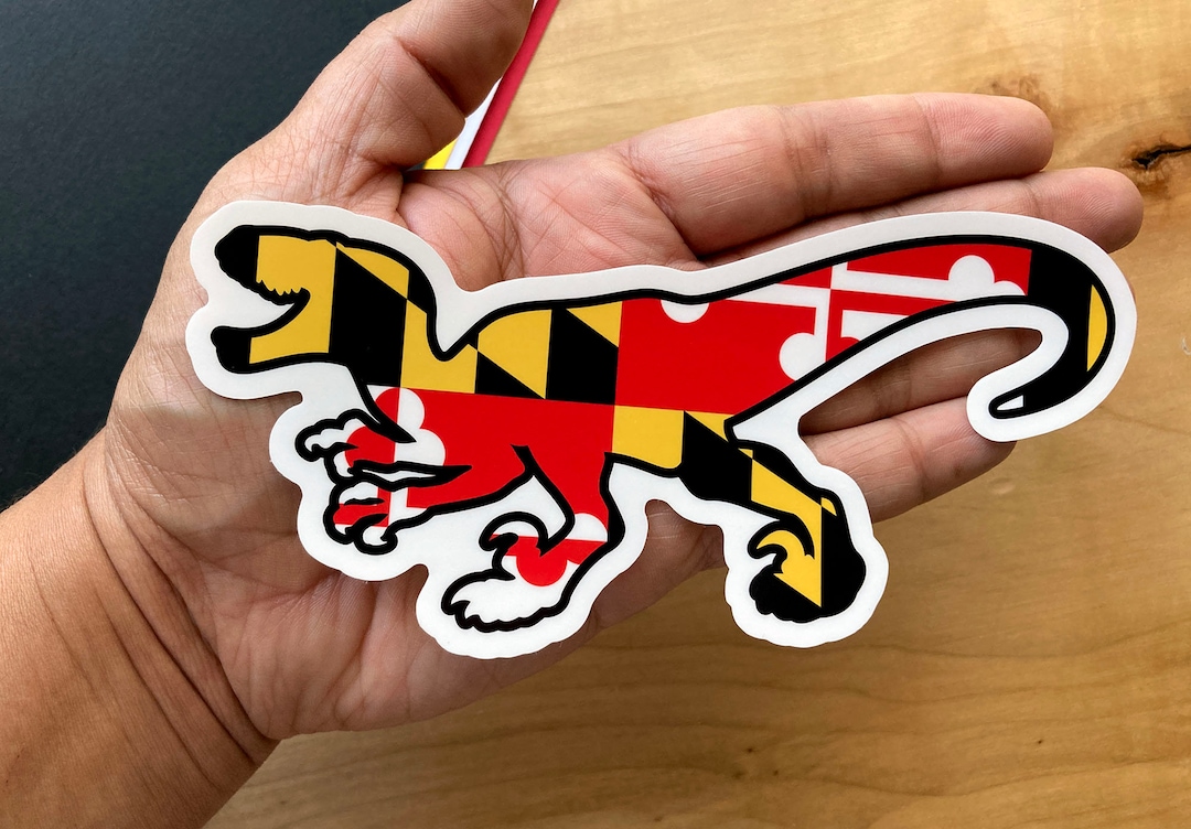 VS033C Maryland Flag Velociraptor Vinyl Sticker / Dromeosaurus / MD ...
