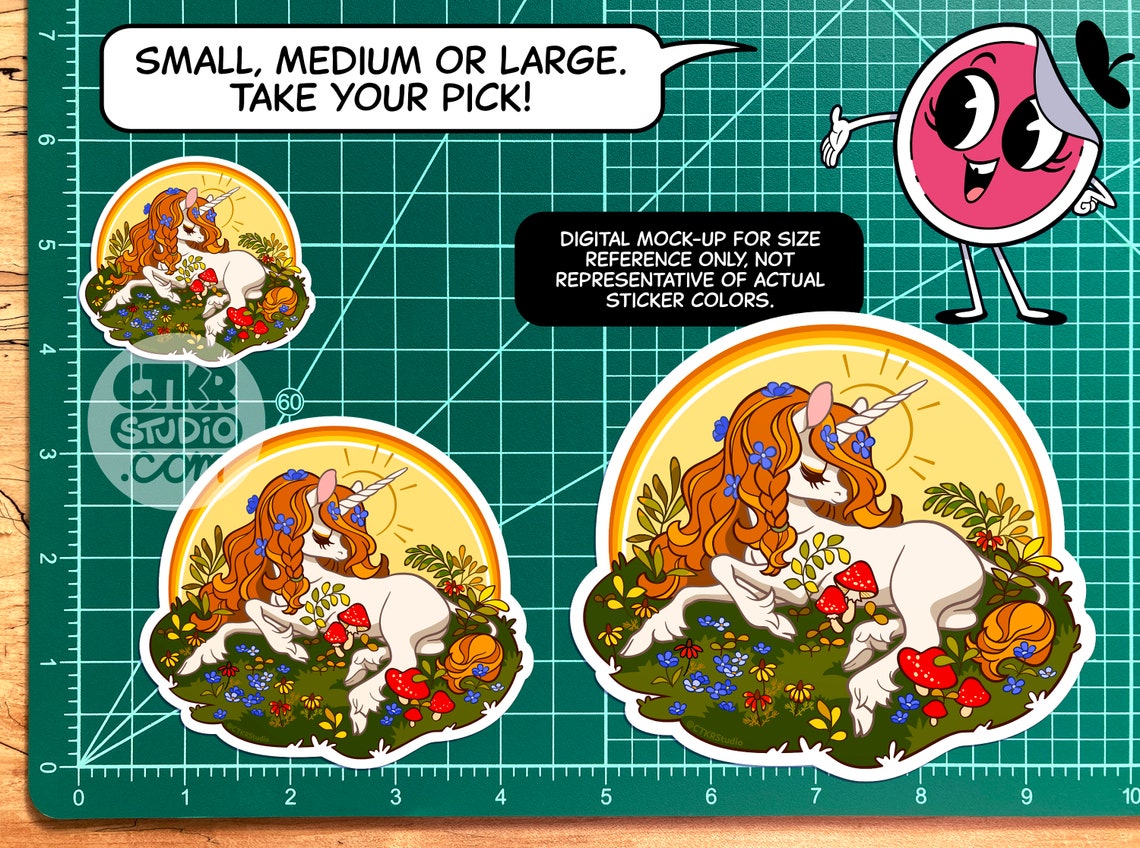 VS073 Cottagecore Unicorn Vinyl Sticker / 70s Aesthetic - Etsy