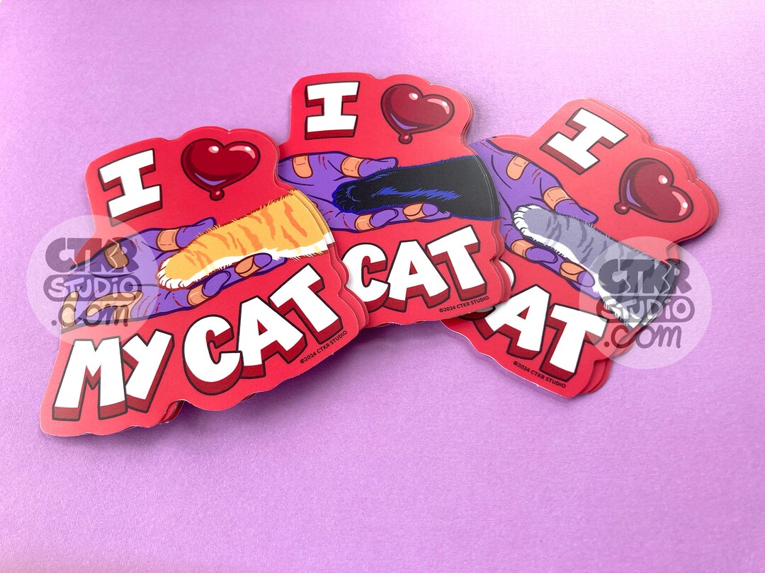 VS189 I Heart My Cat 2 / Funny Cat Lover / Scratched Hand / Bad House ...