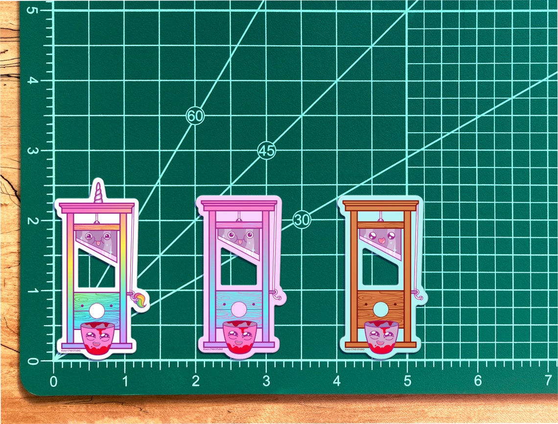 PK012 Cute Guillotines 3pc Sticker Pack / Kawaii Rainbow - Etsy