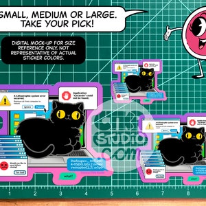 VS146B Laptop Cat Error Vinyl Sticker / Vaporwave Glitchcore Aesthetic ...