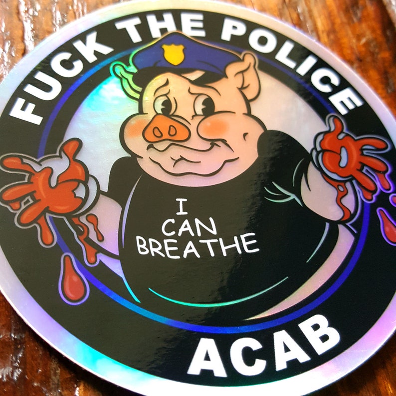ACAB Pig I Can Breath Cop Sticker ACAB Cartoon Pig Cop Car | Etsy