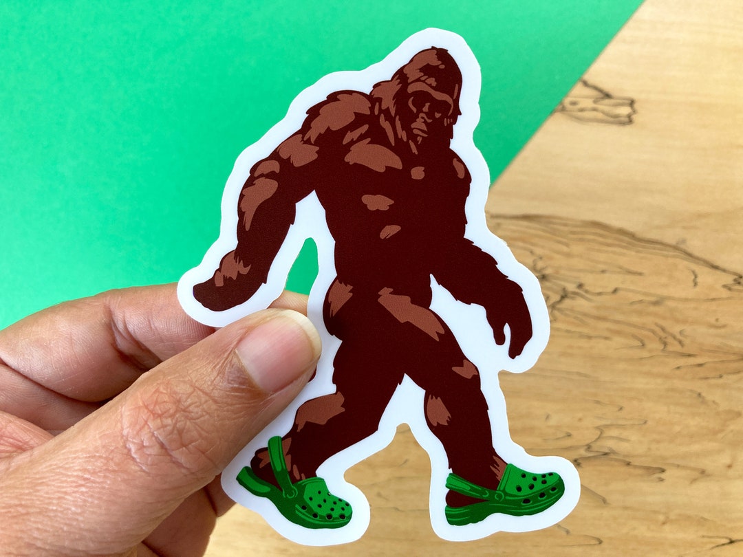 VS120 Bigfoot Wearing Crocs Vinyl Sticker / Funny Sasquatch in Clogs ...