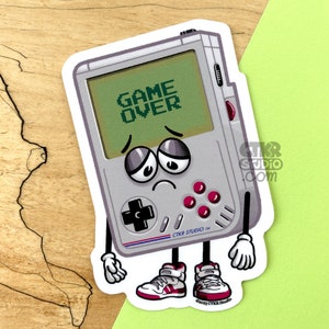 VS138 Retro Sad Video Game Console Vinyl Sticker / Game Over Pixel Art ...