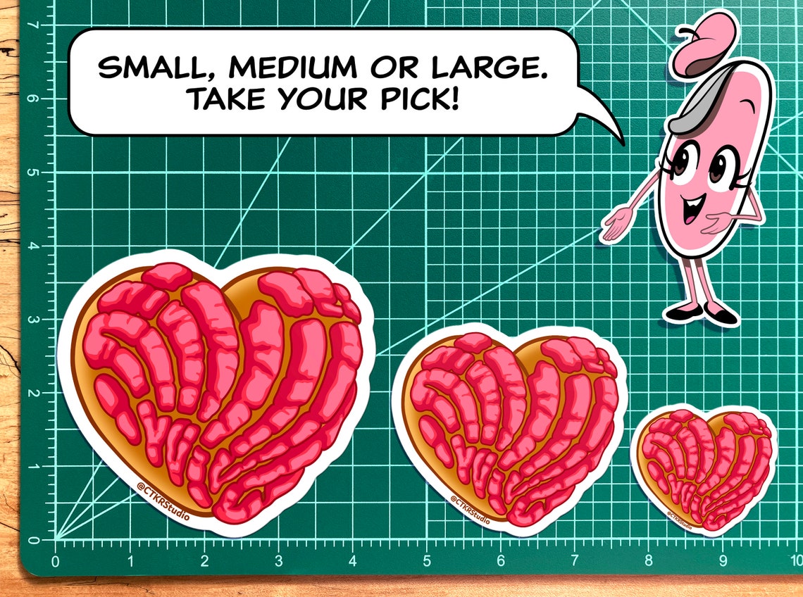 VS011 Concha Heart Vinyl Sticker / Valentine’s Day Concha / Mexican ...