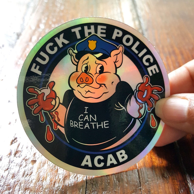 ACAB Pig I Can Breath Cop Sticker ACAB Cartoon Pig Cop Car | Etsy