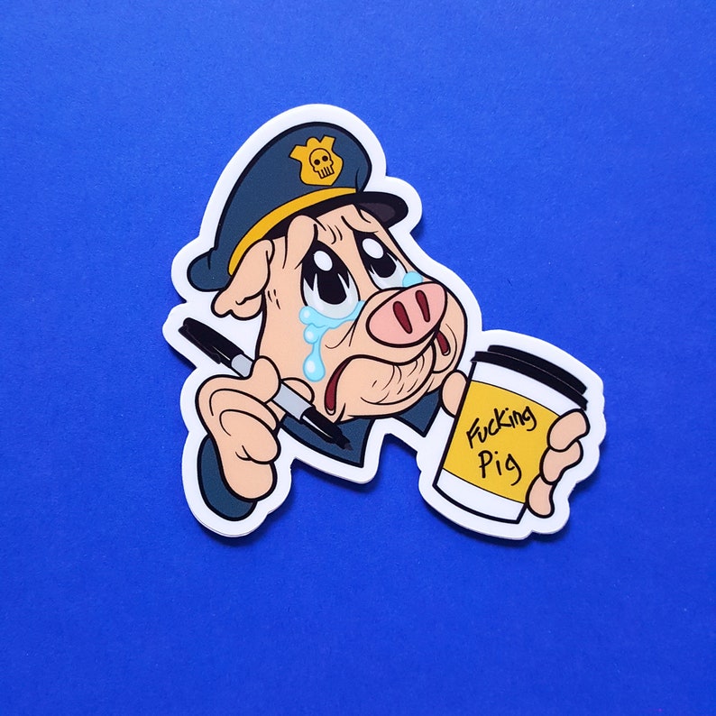 Crying Pig Cop Sticker ACAB Cartoon Pig Cop Car Decorations | Etsy