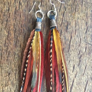 Long Feather Earrings / Earthy Tribal Feather Earrings / Southwest ...