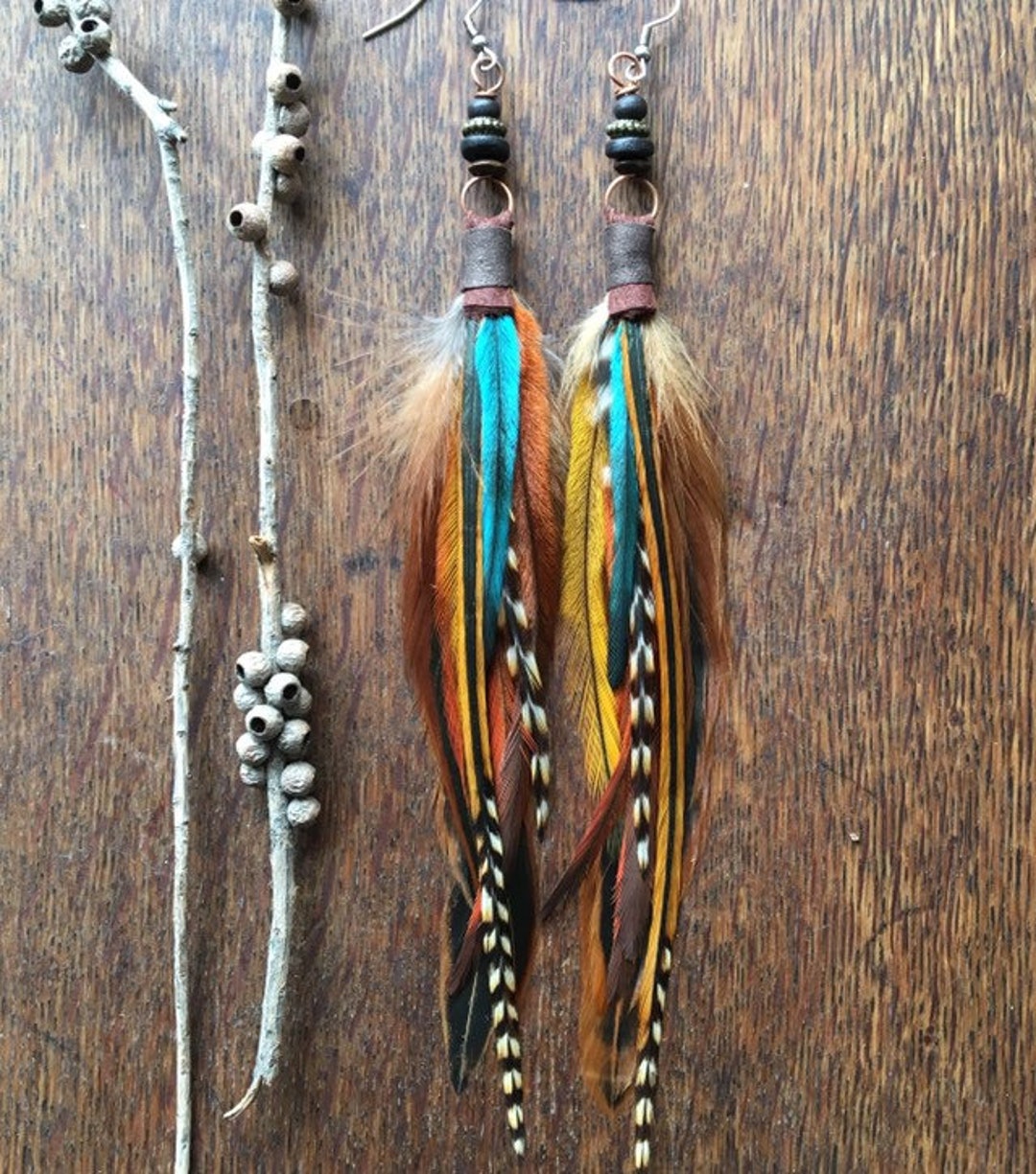 Real Feather Earrings: Boho Phoenix Style, Native American Inspired ...