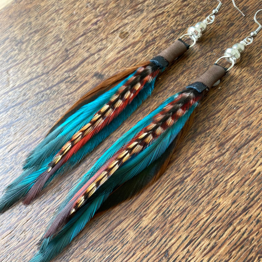 Tribal Feather Earrings, Real Feather Earrings, Boho Earrings ...