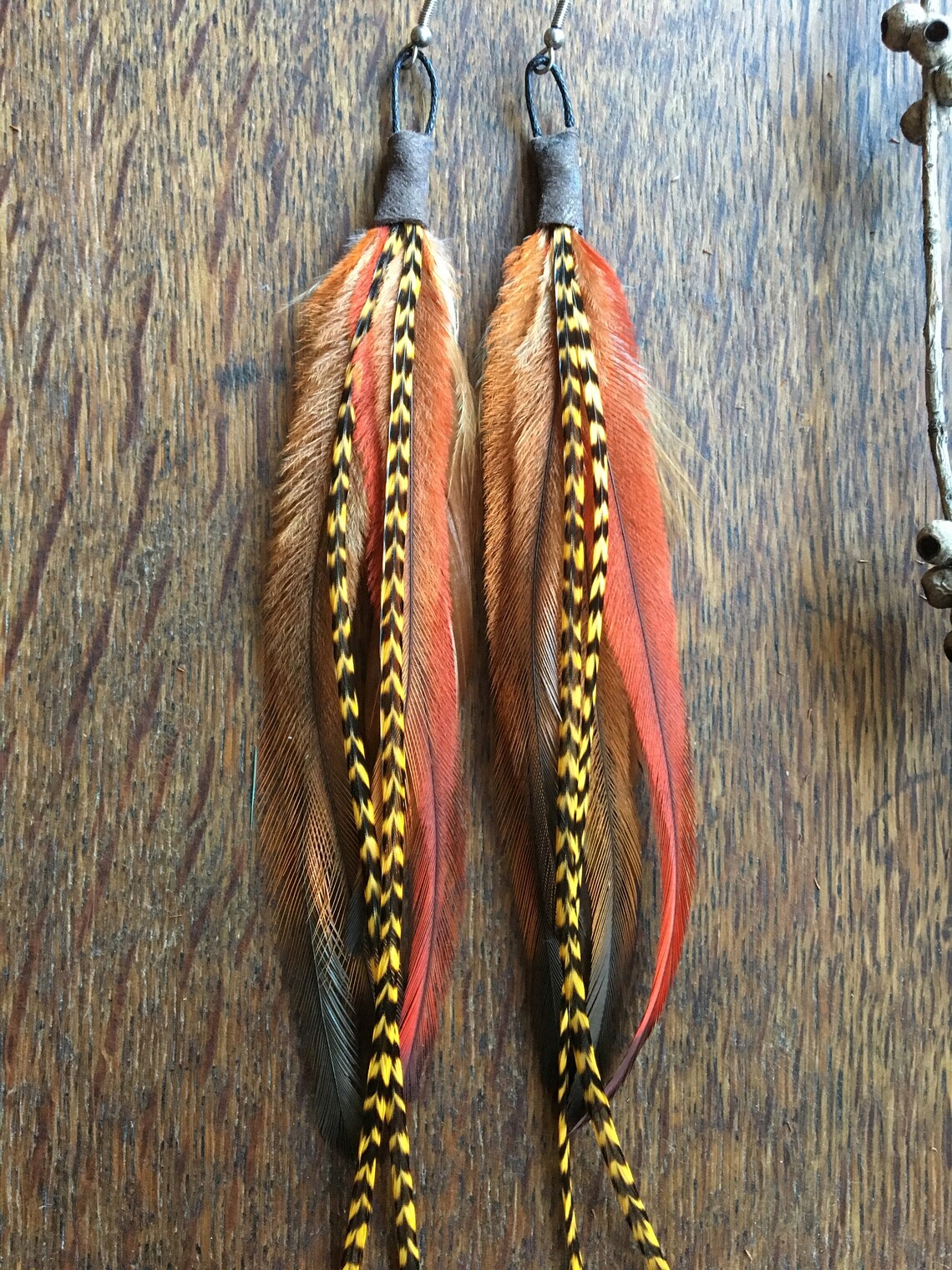 Long Feather Earrings | Real Feather Earrings | Gold Earrings, Boho ...