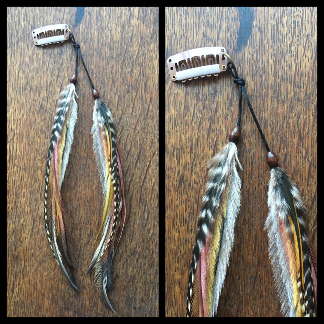 Long Feather Hair Extension Clips, Hair Feathers, Feather Hair Clip ...