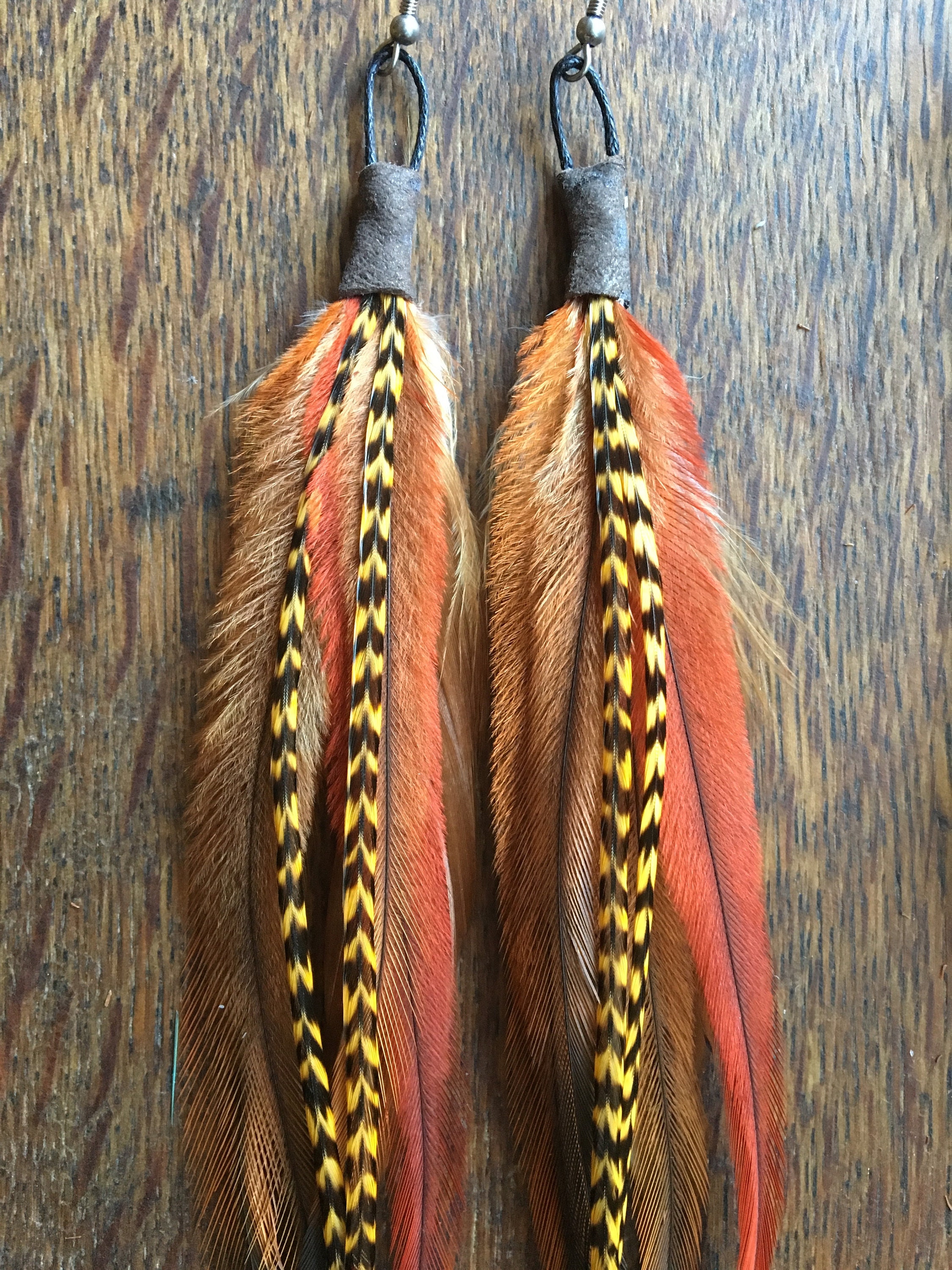 Long Feather Earrings | Real Feather Earrings | Gold Earrings, Boho ...