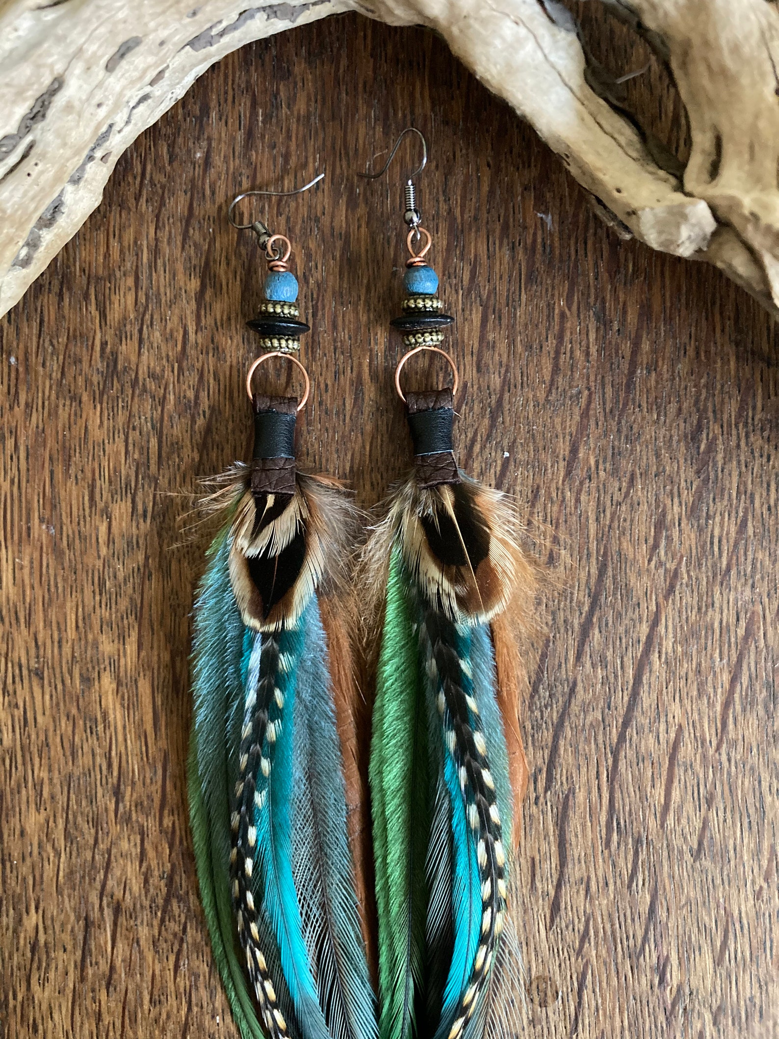 Tribal Feather Earrings Real Feather Earrings Boho Earrings - Etsy