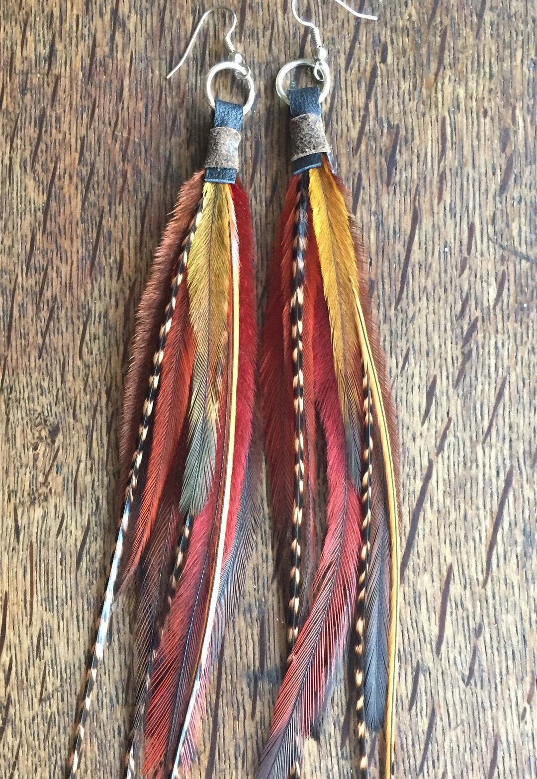 Long Feather Earrings / Earthy Tribal Feather Earrings / Southwest ...