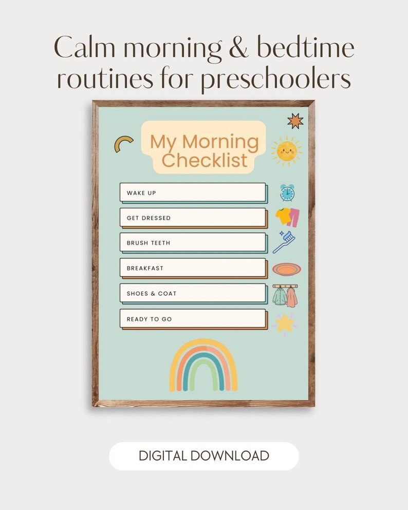 Preschool Visual Routine Charts | Morning & Bedtime Routine Printable ...
