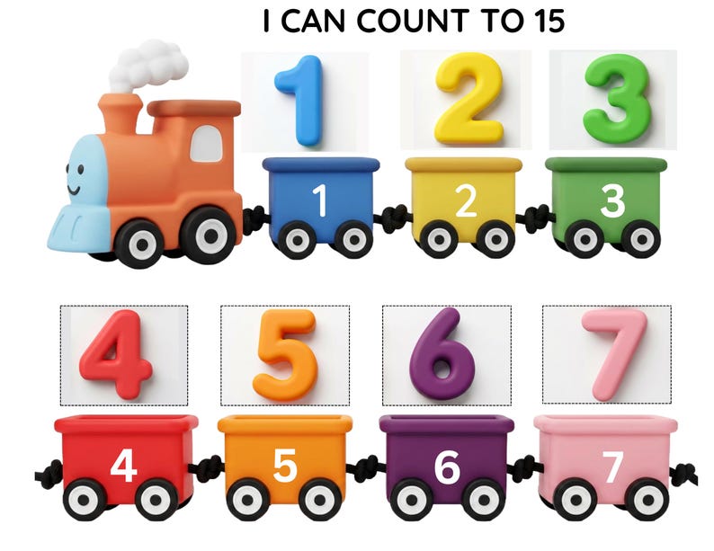 Montessori Toddler Busy Book Printable | 3D Train Counting Game 1-15 ...