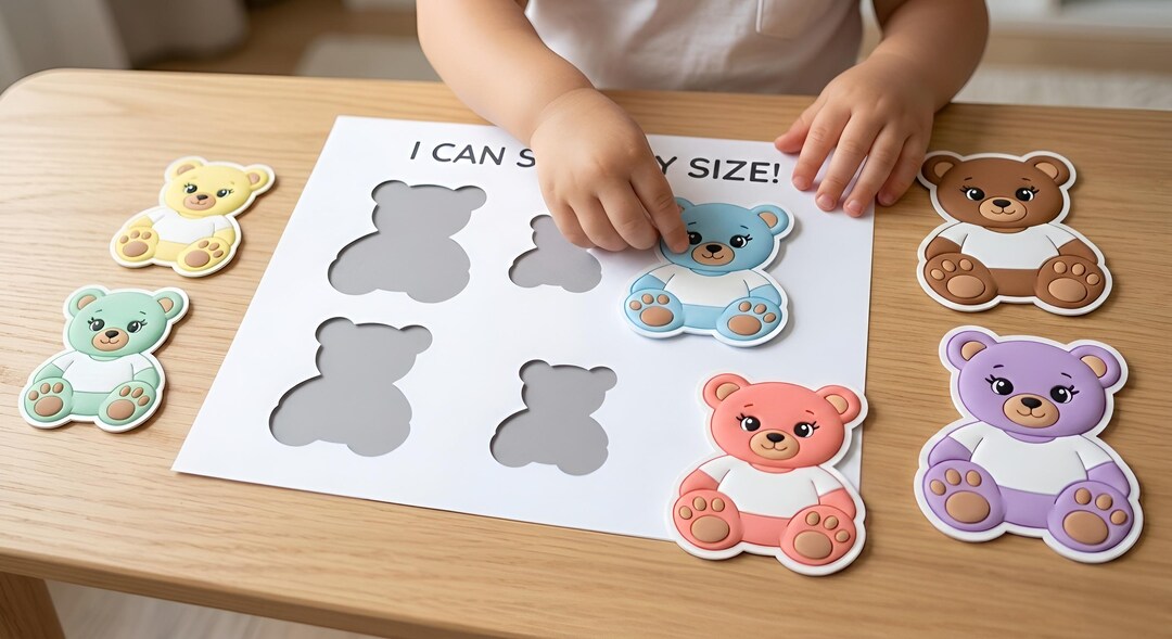 Montessori Teddy Bear Size Sorting Game, Toddler Busy Book Printable ...